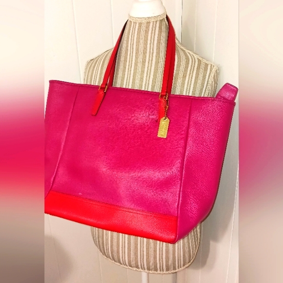 Coach | Bags | Coach Colorblock North South City Tote Fuchsia Red ...